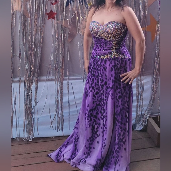 Tony Bowls | Dresses | Purple Leopard Print Prom Dress | Poshmark